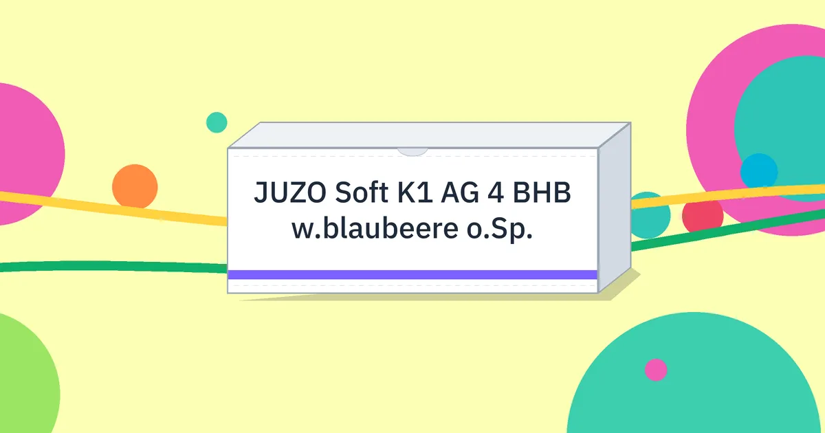 Symbolbild: Packung mit der Aufschrift JUZO Soft K1 AG 4 BHB w.blaubeere o.Sp. (PZN 14837581) – Verfügbarkeit und Bezug in Apotheken in Frankfurt am Main