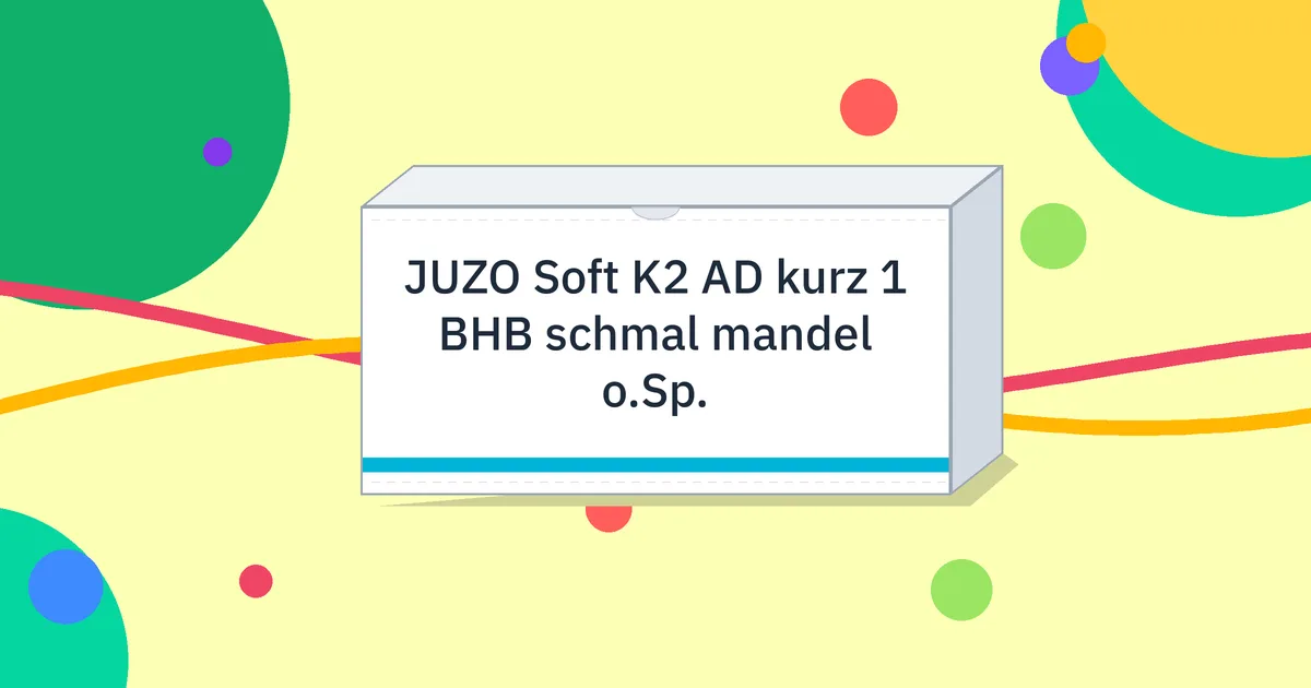 Symbolbild: Packung mit der Aufschrift JUZO Soft K2 AD kurz 1 BHB schmal mandel o.Sp. (PZN 15467873) – Verfügbarkeit und Bezug in Apotheken in Frankfurt am Main