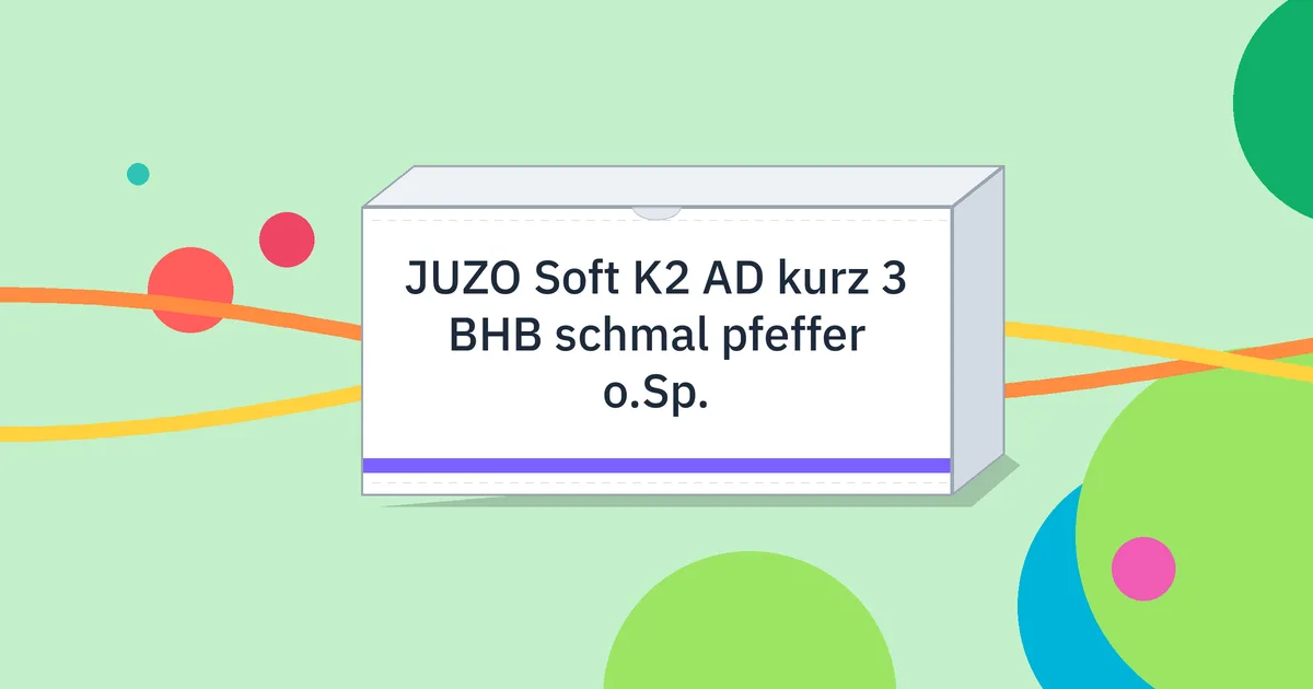 Symbolbild: Packung mit der Aufschrift JUZO Soft K2 AD kurz 3 BHB schmal pfeffer o.Sp. (PZN 15467519) – Verfügbarkeit und Bezug in Apotheken in Frankfurt am Main