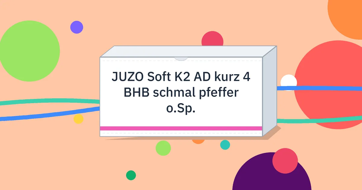 Symbolbild: Packung mit der Aufschrift JUZO Soft K2 AD kurz 4 BHB schmal pfeffer o.Sp. (PZN 15467525) – Verfügbarkeit und Bezug in Apotheken in Frankfurt am Main