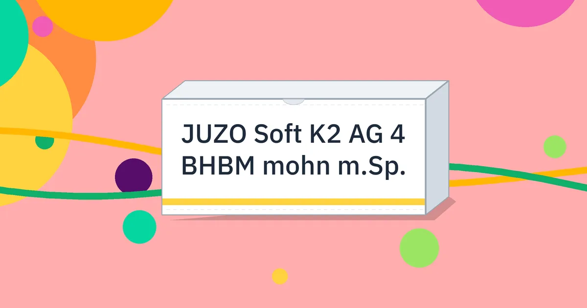 Symbolbild: Packung mit der Aufschrift JUZO Soft K2 AG 4 BHBM mohn m.Sp. (PZN 14859192) – Verfügbarkeit und Bezug in Apotheken in Frankfurt am Main