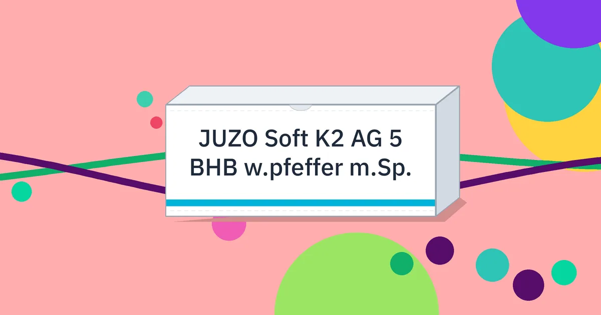 Symbolbild: Packung mit der Aufschrift JUZO Soft K2 AG 5 BHB w.pfeffer m.Sp. (PZN 14840583) – Verfügbarkeit und Bezug in Apotheken in Frankfurt am Main