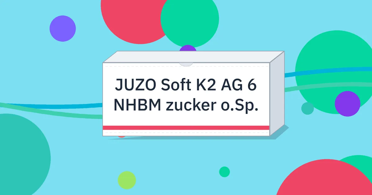 Symbolbild: Packung mit der Aufschrift JUZO Soft K2 AG 6 NHBM zucker o.Sp. (PZN 15001287) – Verfügbarkeit und Bezug in Apotheken in Frankfurt am Main