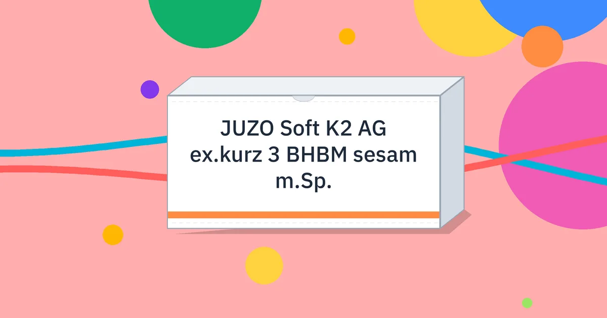 Symbolbild: Packung mit der Aufschrift JUZO Soft K2 AG ex.kurz 3 BHBM sesam m.Sp. (PZN 14860226) – Verfügbarkeit und Bezug in Apotheken in Frankfurt am Main