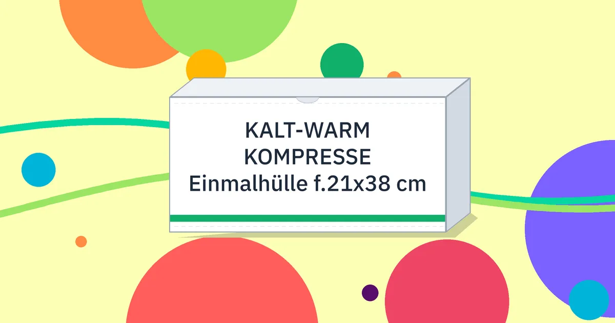 Symbolbild: Packung mit der Aufschrift KALT-WARM KOMPRESSE Einmalhülle f.21x38 cm (PZN 07484998) – Verfügbarkeit und Bezug in Apotheken in Frankfurt am Main