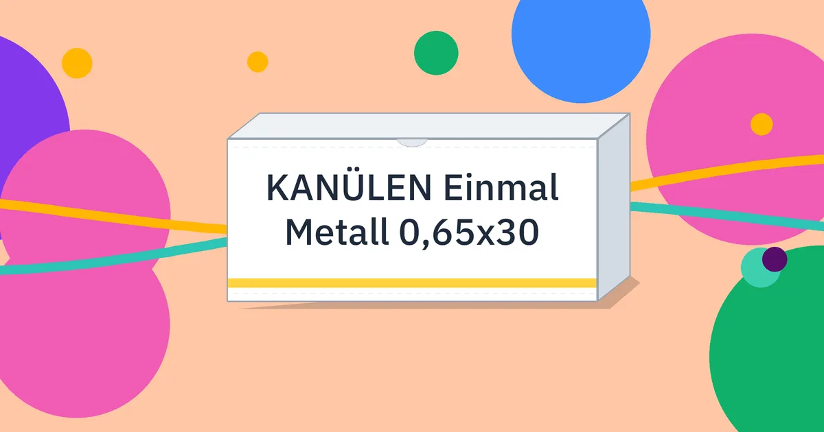 Symbolbild: Packung mit der Aufschrift KANÜLEN Einmal Metall 0,65x30 (PZN 01729393) – Verfügbarkeit und Bezug in Apotheken in Frankfurt am Main