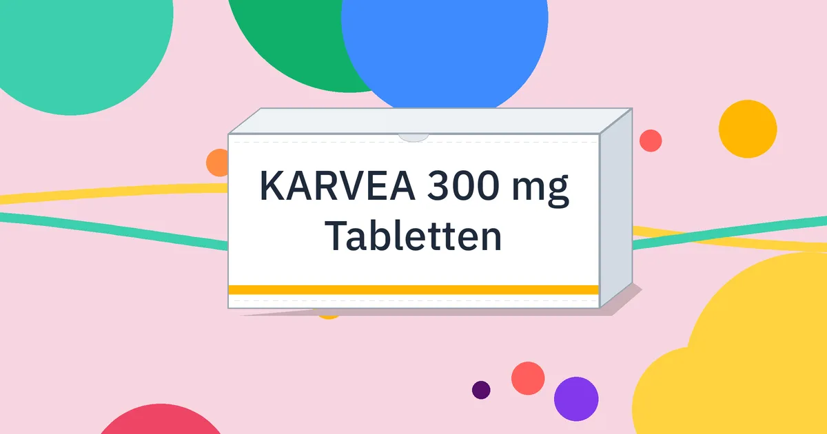 Symbolbild: Packung mit der Aufschrift KARVEA 300 mg Tabletten (PZN 16397749) – Verfügbarkeit und Bezug in Apotheken in Frankfurt am Main