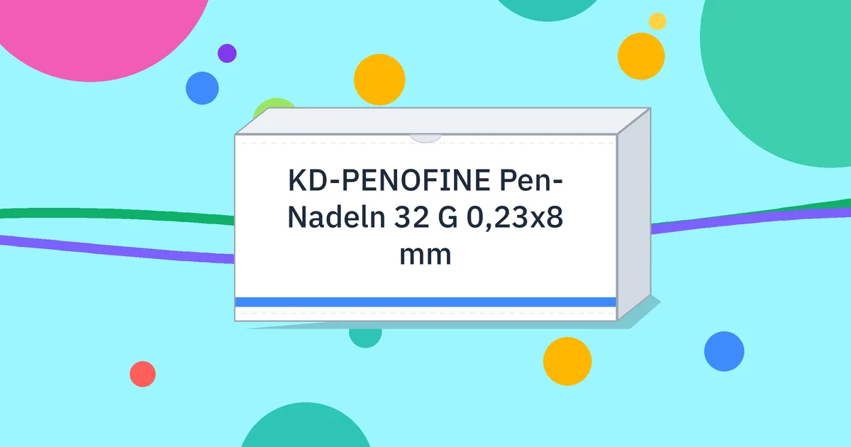 Symbolbild: Packung mit der Aufschrift KD-PENOFINE Pen-Nadeln 32 G 0,23x8 mm (PZN 20377770) – Verfügbarkeit und Bezug in Apotheken in Frankfurt am Main