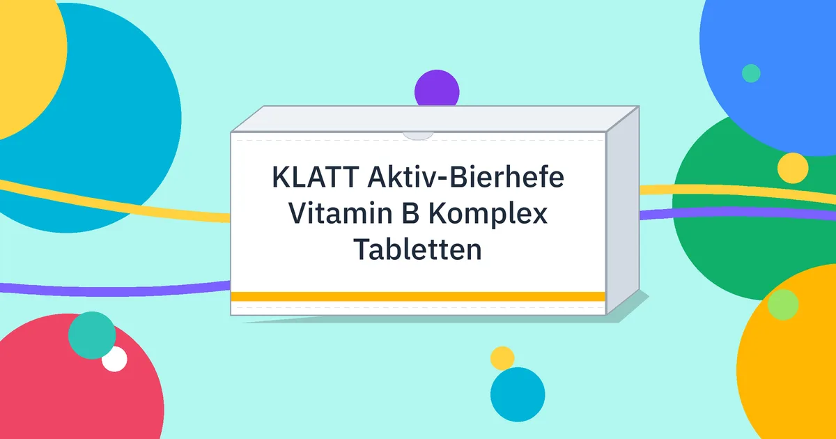 Symbolbild: Packung mit der Aufschrift KLATT Aktiv-Bierhefe Vitamin B Komplex Tabletten (PZN 19284796) – Verfügbarkeit und Bezug in Apotheken in Frankfurt am Main