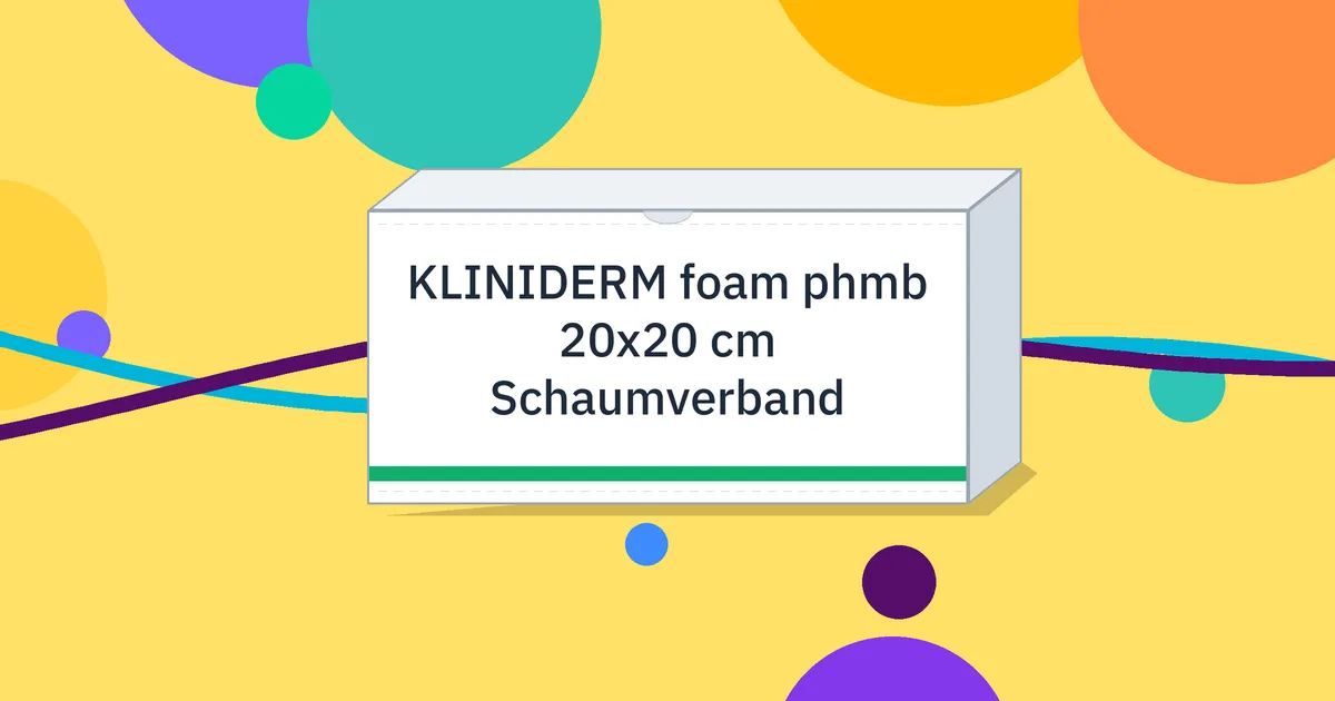 Symbolbild: Packung mit der Aufschrift KLINIDERM foam phmb 20x20 cm Schaumverband (PZN 15783551) – Verfügbarkeit und Bezug in Apotheken in Frankfurt am Main