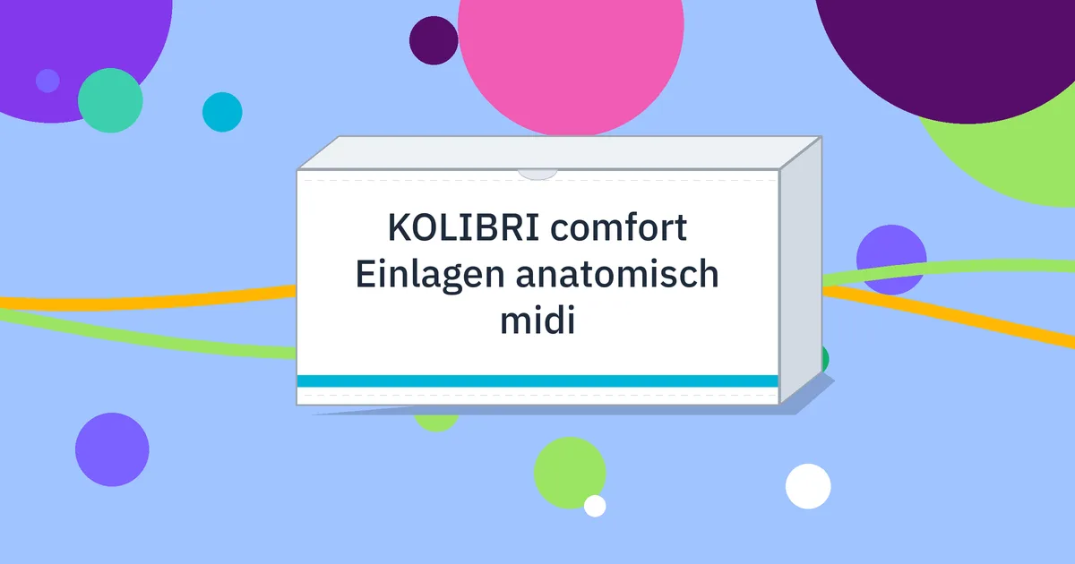 Symbolbild: Packung mit der Aufschrift KOLIBRI comfort Einlagen anatomisch midi (PZN 12469268) – Verfügbarkeit und Bezug in Apotheken in Frankfurt am Main