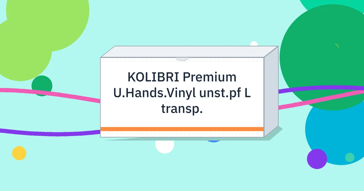 Symbolbild: Packung mit der Aufschrift KOLIBRI Premium U.Hands.Vinyl unst.pf L transp. (PZN 15199177) – Verfügbarkeit und Bezug in Apotheken in Frankfurt am Main