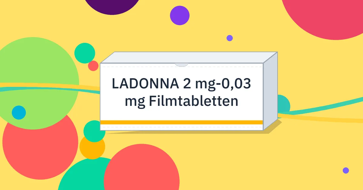 Symbolbild: Packung mit der Aufschrift LADONNA 2 mg-0,03 mg Filmtabletten (PZN 18117091) – Verfügbarkeit und Bezug in Apotheken in Frankfurt am Main