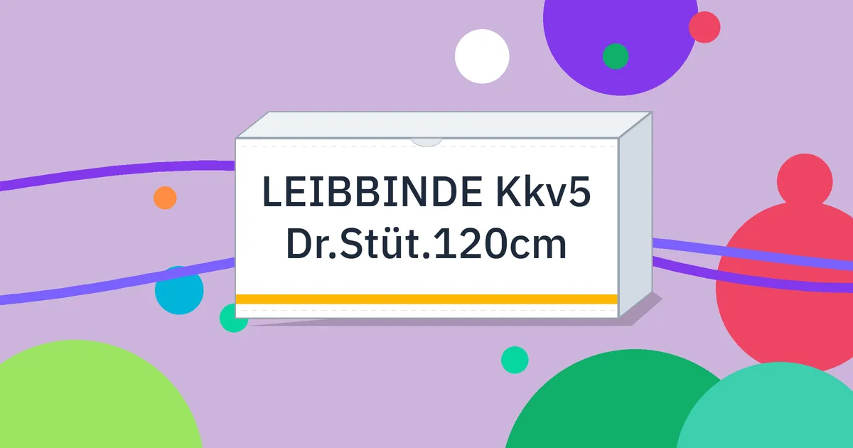 Symbolbild: Packung mit der Aufschrift LEIBBINDE Kkv5 Dr.Stüt.120cm (PZN 01732225) – Verfügbarkeit und Bezug in Apotheken in Frankfurt am Main