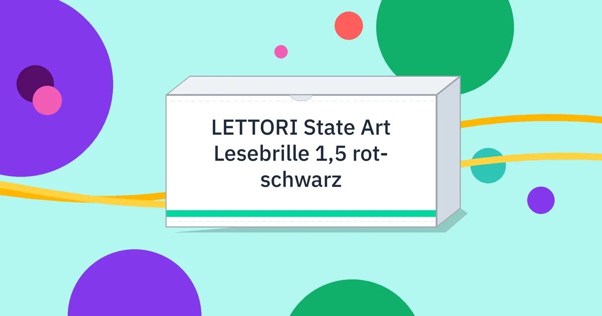 Symbolbild: Packung mit der Aufschrift LETTORI State Art Lesebrille 1,5 rot-schwarz (PZN 11056305) – Verfügbarkeit und Bezug in Apotheken in Frankfurt am Main