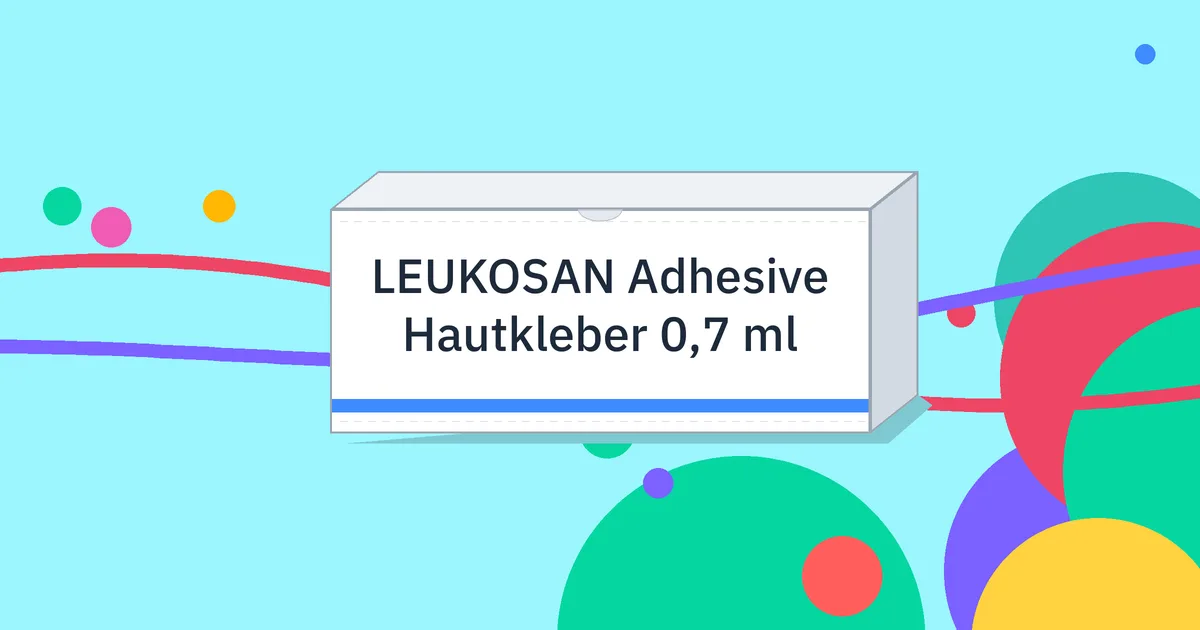 Symbolbild: Packung mit der Aufschrift LEUKOSAN Adhesive Hautkleber 0,7 ml (PZN 06437264) – Verfügbarkeit und Bezug in Apotheken in Frankfurt am Main
