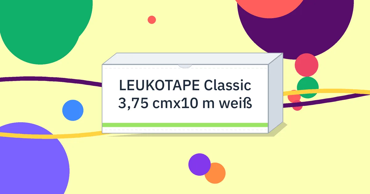 Symbolbild: Packung mit der Aufschrift LEUKOTAPE Classic 3,75 cmx10 m weiß (PZN 15886848) – Verfügbarkeit und Bezug in Apotheken in Frankfurt am Main