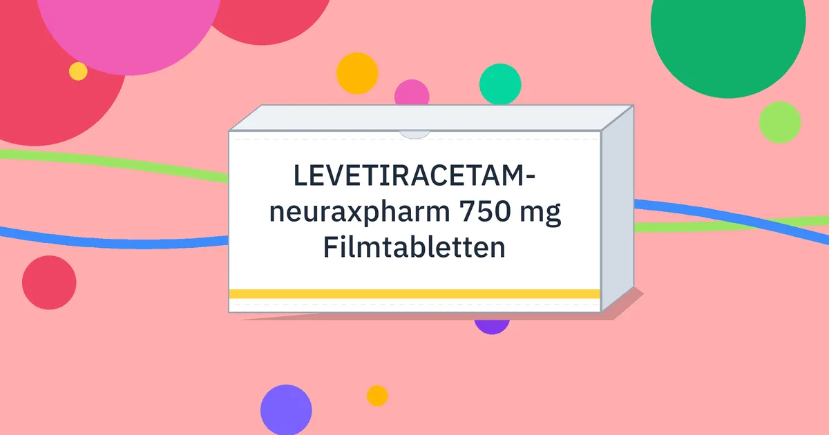 Symbolbild: Packung mit der Aufschrift LEVETIRACETAM-neuraxpharm 750 mg Filmtabletten (PZN 09064875) – Verfügbarkeit und Bezug in Apotheken in Frankfurt am Main