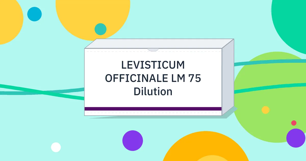 Symbolbild: Packung mit der Aufschrift LEVISTICUM OFFICINALE LM 75 Dilution (PZN 13528518) – Verfügbarkeit und Bezug in Apotheken in Frankfurt am Main