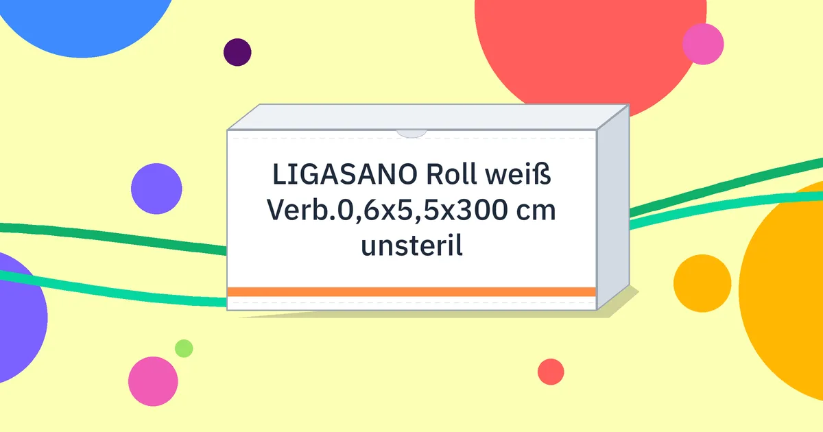 Symbolbild: Packung mit der Aufschrift LIGASANO Roll weiß Verb.0,6x5,5x300 cm unsteril (PZN 20171614) – Verfügbarkeit und Bezug in Apotheken in Frankfurt am Main