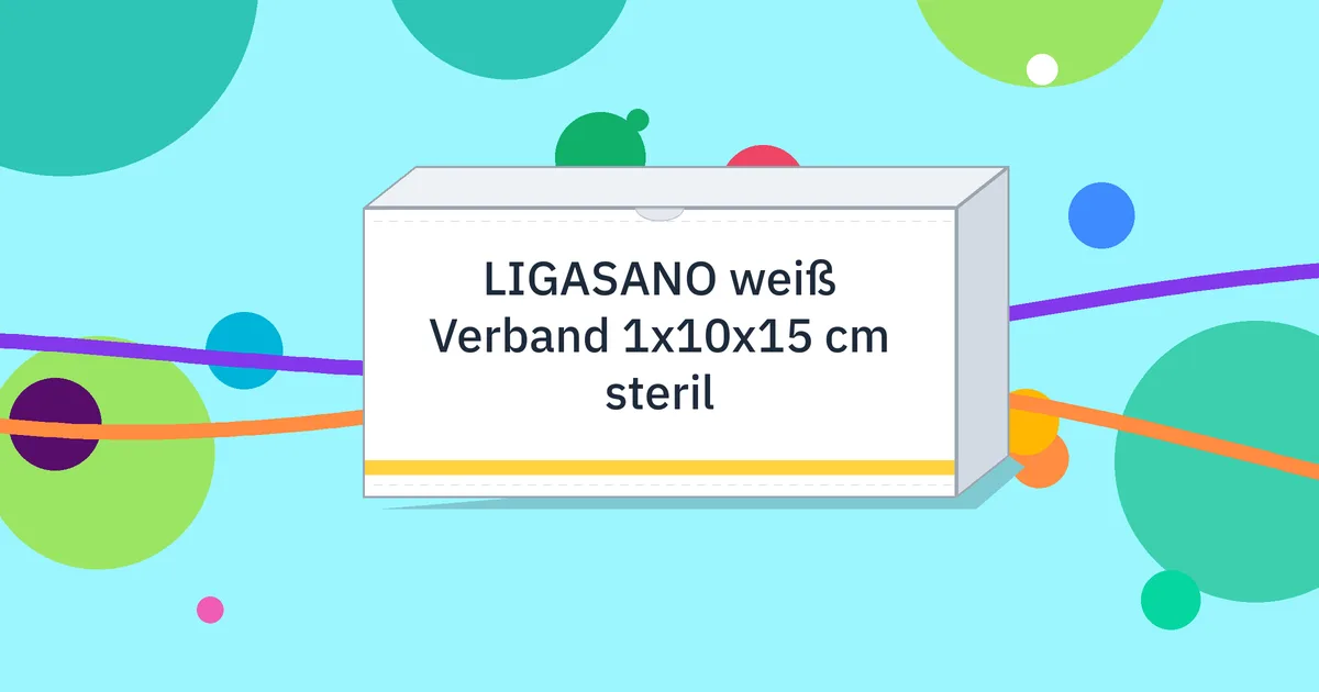 Symbolbild: Packung mit der Aufschrift LIGASANO weiß Verband 1x10x15 cm steril (PZN 19081225) – Verfügbarkeit und Bezug in Apotheken in Frankfurt am Main
