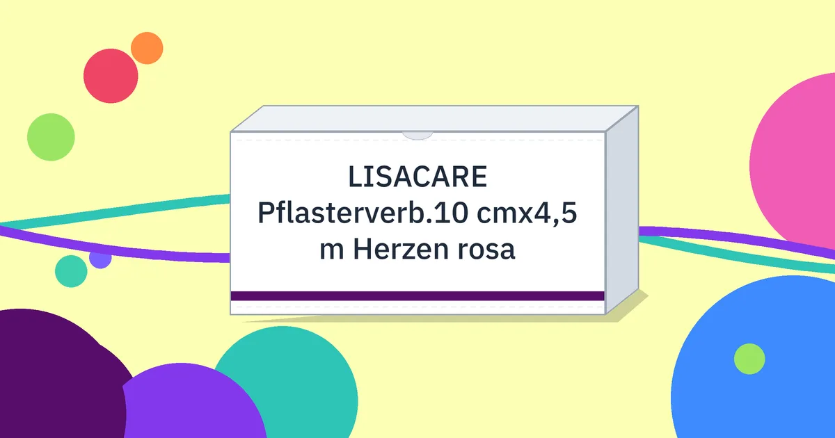 Symbolbild: Packung mit der Aufschrift LISACARE Pflasterverb.10 cmx4,5 m Herzen rosa (PZN 17893278) – Verfügbarkeit und Bezug in Apotheken in Frankfurt am Main