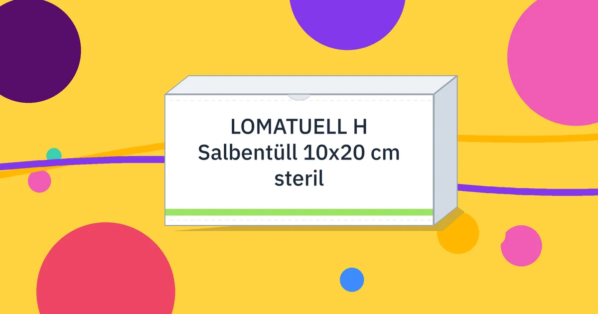 Symbolbild: Packung mit der Aufschrift LOMATUELL H Salbentüll 10x20 cm steril (PZN 15816670) – Verfügbarkeit und Bezug in Apotheken in Frankfurt am Main