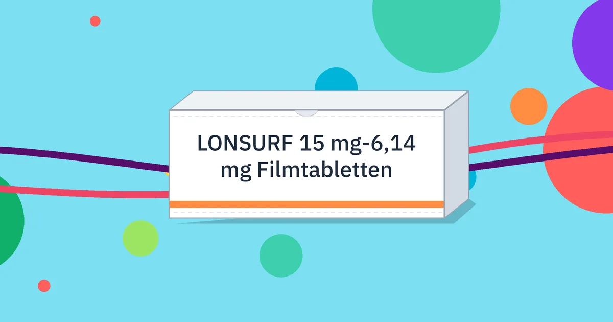 Symbolbild: Packung mit der Aufschrift LONSURF 15 mg-6,14 mg Filmtabletten (PZN 12667821) – Verfügbarkeit und Bezug in Apotheken in Frankfurt am Main