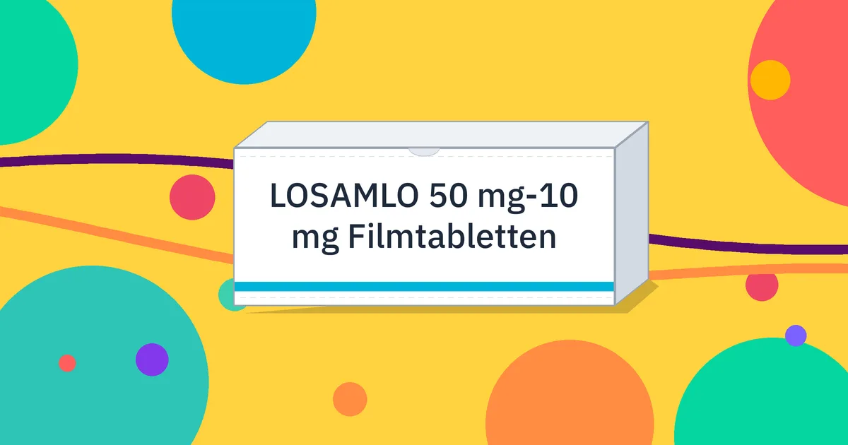 Symbolbild: Packung mit der Aufschrift LOSAMLO 50 mg-10 mg Filmtabletten (PZN 12020924) – Verfügbarkeit und Bezug in Apotheken in Frankfurt am Main