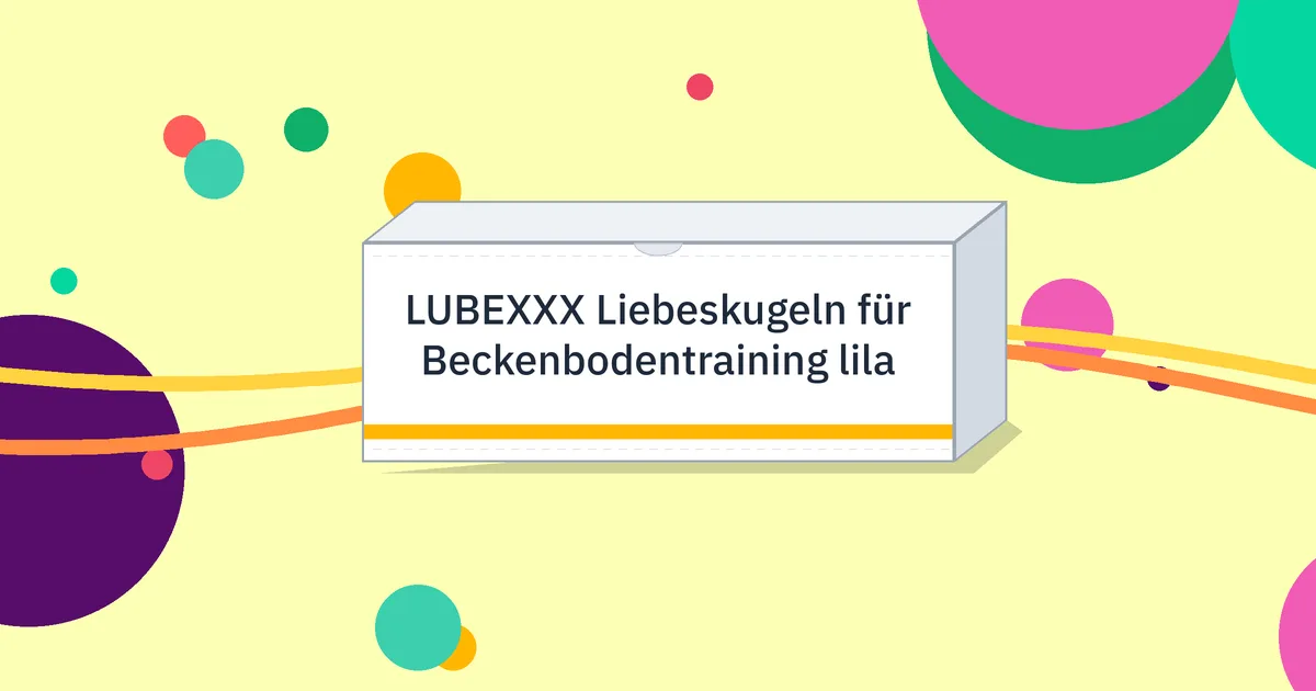 Symbolbild: Packung mit der Aufschrift LUBEXXX Liebeskugeln für Beckenbodentraining lila (PZN 14304175) – Verfügbarkeit und Bezug in Apotheken in Frankfurt am Main