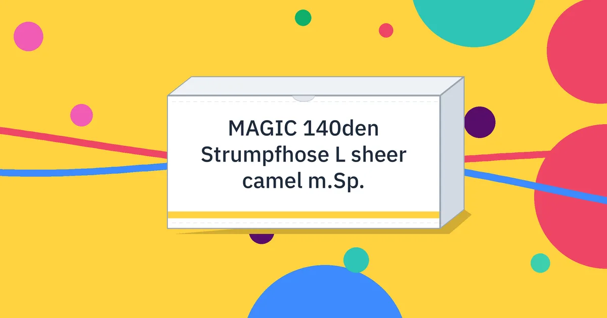 Symbolbild: Packung mit der Aufschrift MAGIC 140den Strumpfhose L sheer camel m.Sp. (PZN 16182227) – Verfügbarkeit und Bezug in Apotheken in Frankfurt am Main