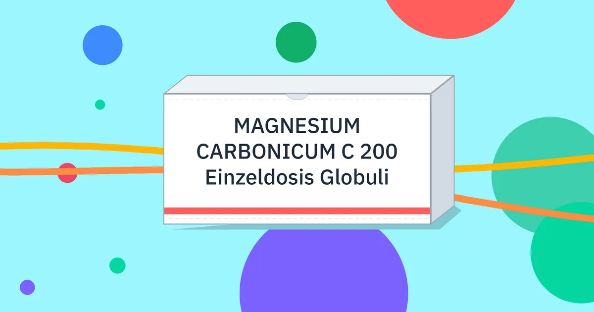 Symbolbild: Packung mit der Aufschrift MAGNESIUM CARBONICUM C 200 Einzeldosis Globuli (PZN 01543702) – Verfügbarkeit und Bezug in Apotheken in Frankfurt am Main