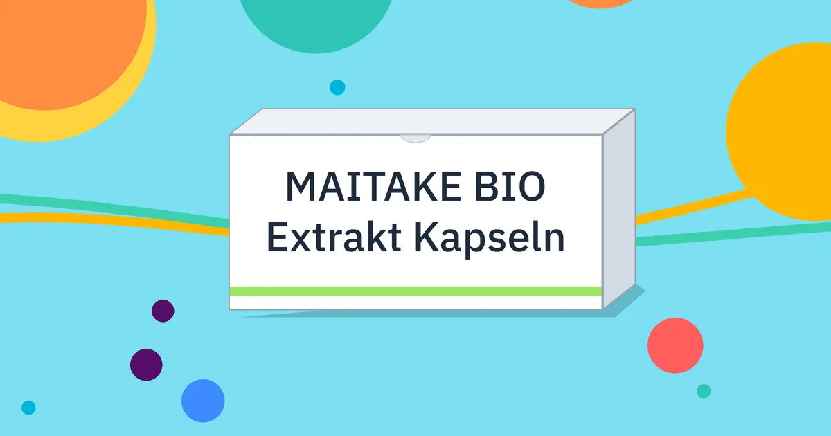Symbolbild: Packung mit der Aufschrift MAITAKE BIO Extrakt Kapseln (PZN 16738570) – Verfügbarkeit und Bezug in Apotheken in Frankfurt am Main