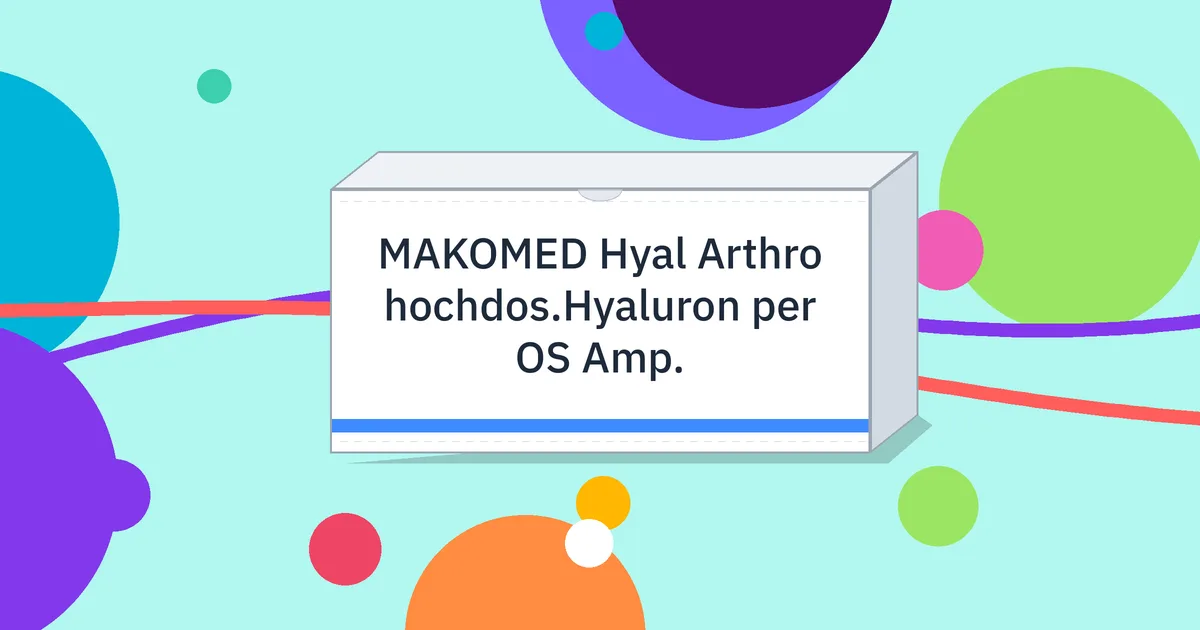 Symbolbild: Packung mit der Aufschrift MAKOMED Hyal Arthro hochdos.Hyaluron per OS Amp. (PZN 09204359) – Verfügbarkeit und Bezug in Apotheken in Frankfurt am Main