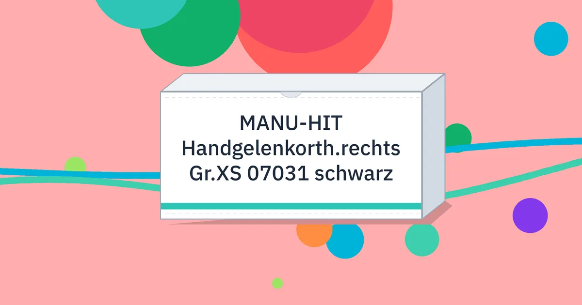 Symbolbild: Packung mit der Aufschrift MANU-HIT Handgelenkorth.rechts Gr.XS 07031 schwarz (PZN 00057247) – Verfügbarkeit und Bezug in Apotheken in Frankfurt am Main