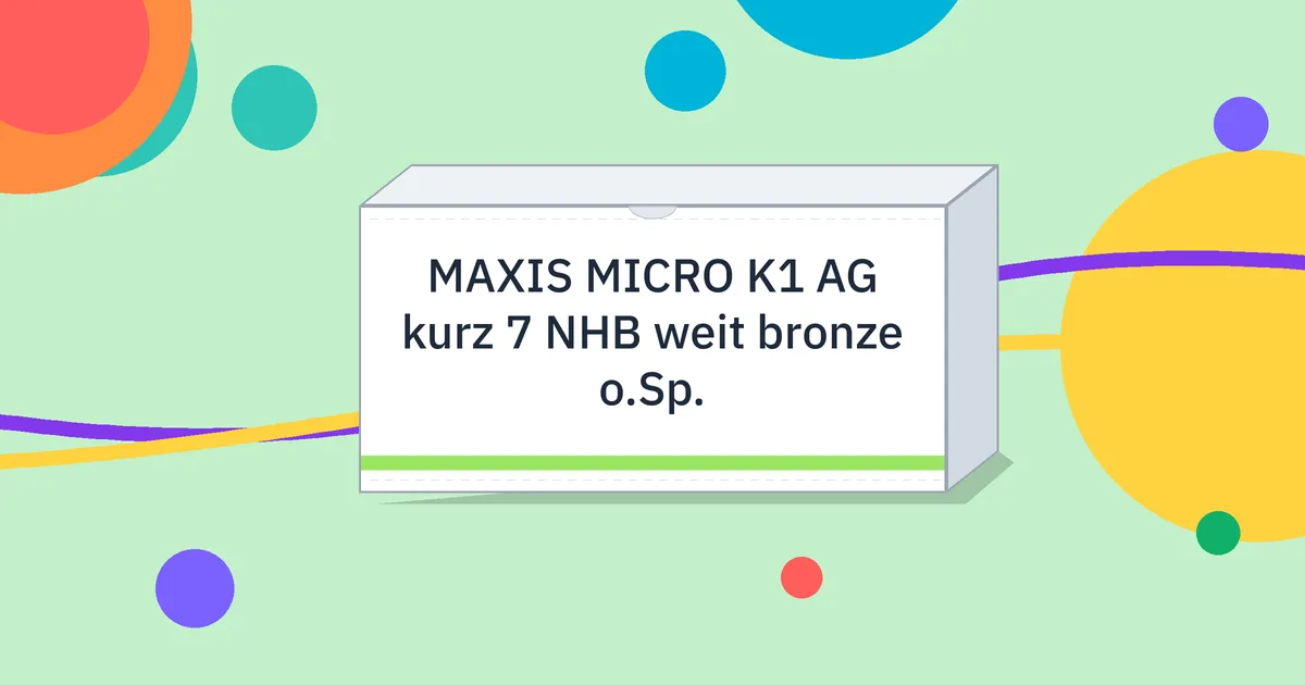 Symbolbild: Packung mit der Aufschrift MAXIS MICRO K1 AG kurz 7 NHB weit bronze o.Sp. (PZN 17672258) – Verfügbarkeit und Bezug in Apotheken in Frankfurt am Main