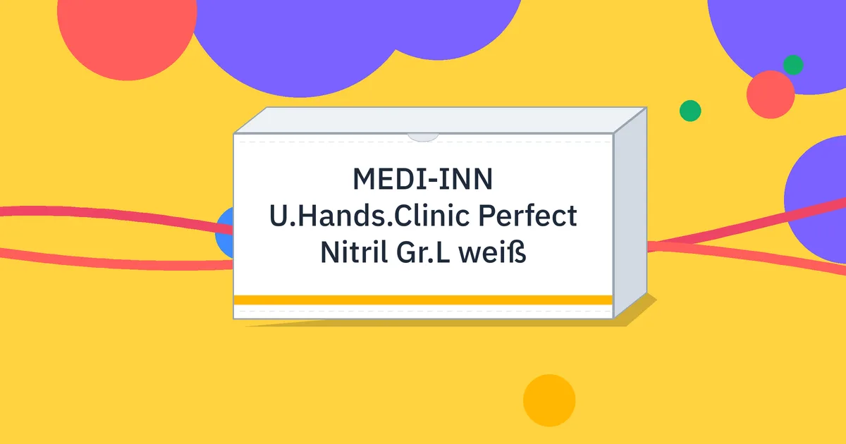 Symbolbild: Packung mit der Aufschrift MEDI-INN U.Hands.Clinic Perfect Nitril Gr.L weiß (PZN 10535185) – Verfügbarkeit und Bezug in Apotheken in Frankfurt am Main