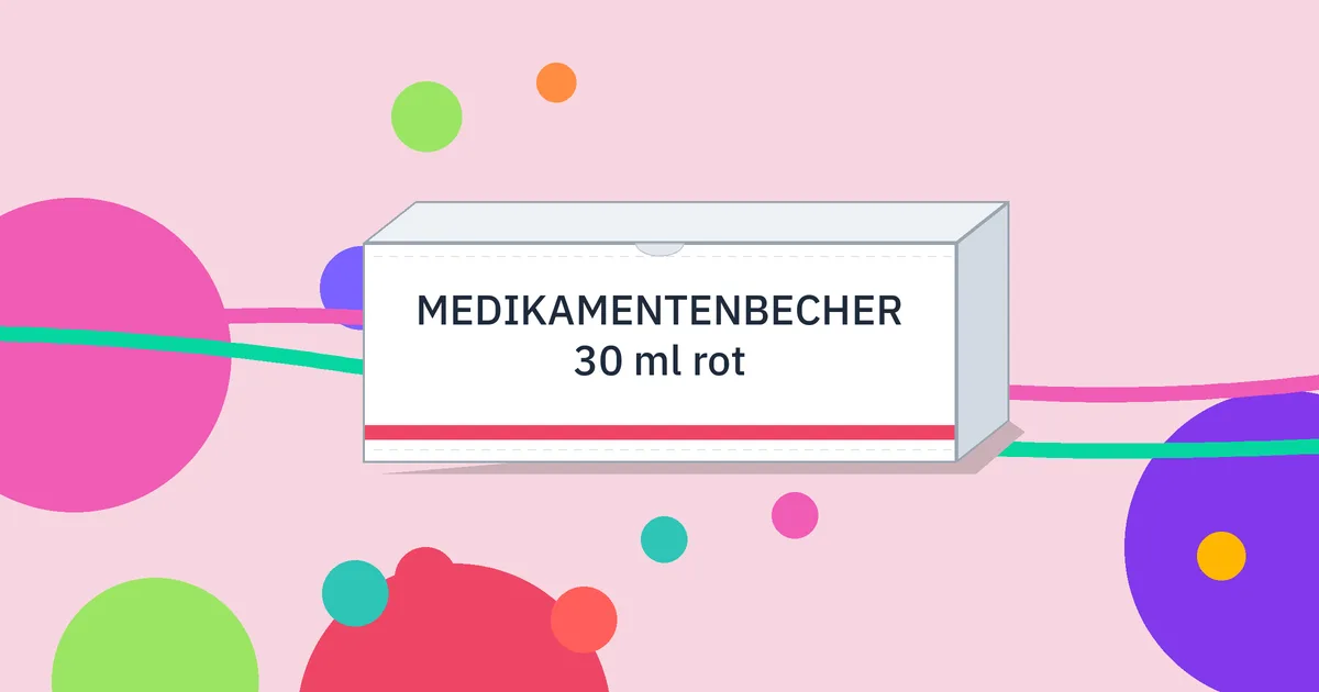 Symbolbild: Packung mit der Aufschrift MEDIKAMENTENBECHER 30 ml rot (PZN 05959842) – Verfügbarkeit und Bezug in Apotheken in Frankfurt am Main