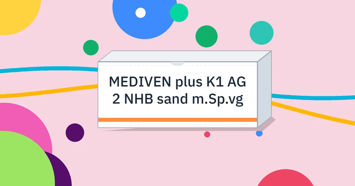 Symbolbild: Packung mit der Aufschrift MEDIVEN plus K1 AG 2 NHB sand m.Sp.vg (PZN 18938244) – Verfügbarkeit und Bezug in Apotheken in Frankfurt am Main