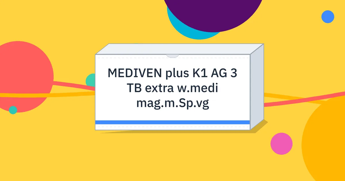 Symbolbild: Packung mit der Aufschrift MEDIVEN plus K1 AG 3 TB extra w.medi mag.m.Sp.vg (PZN 15066890) – Verfügbarkeit und Bezug in Apotheken in Frankfurt am Main