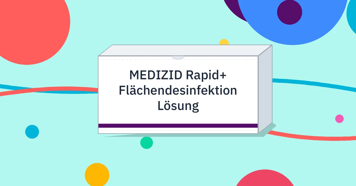 Symbolbild: Packung mit der Aufschrift MEDIZID Rapid+ Flächendesinfektion Lösung (PZN 16015216) – Verfügbarkeit und Bezug in Apotheken in Frankfurt am Main