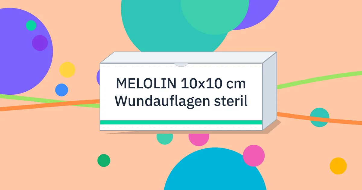 Symbolbild: Packung mit der Aufschrift MELOLIN 10x10 cm Wundauflagen steril (PZN 09680717) – Verfügbarkeit und Bezug in Apotheken in Frankfurt am Main