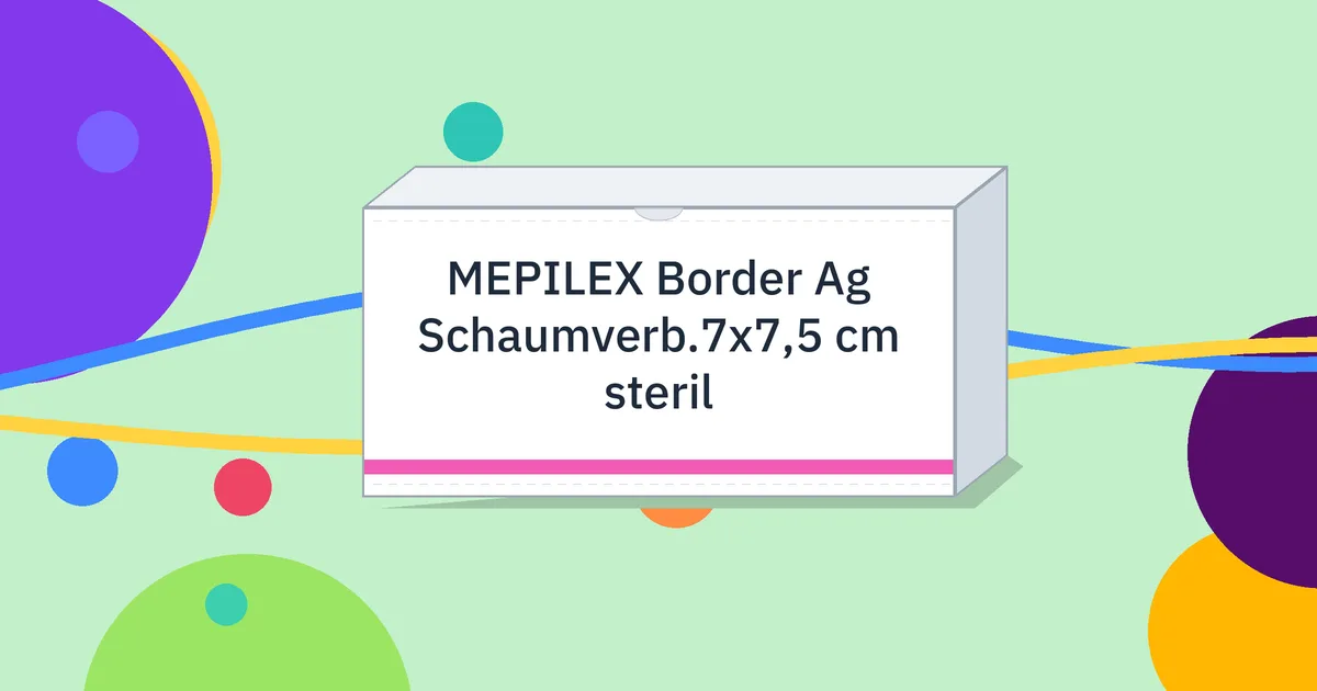 Symbolbild: Packung mit der Aufschrift MEPILEX Border Ag Schaumverb.7x7,5 cm steril (PZN 12443458) – Verfügbarkeit und Bezug in Apotheken in Frankfurt am Main