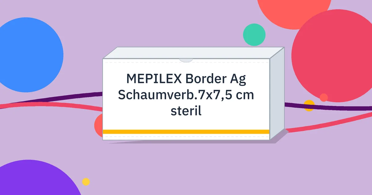 Symbolbild: Packung mit der Aufschrift MEPILEX Border Ag Schaumverb.7x7,5 cm steril (PZN 20016285) – Verfügbarkeit und Bezug in Apotheken in Frankfurt am Main