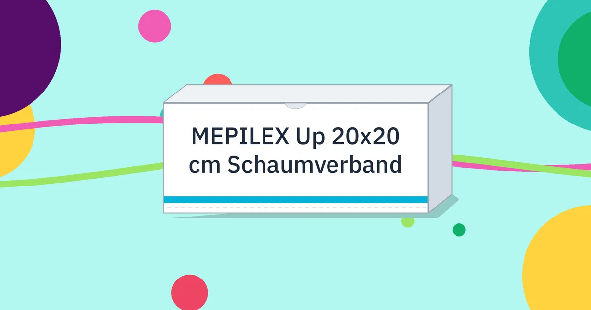 Symbolbild: Packung mit der Aufschrift MEPILEX Up 20x20 cm Schaumverband (PZN 20277784) – Verfügbarkeit und Bezug in Apotheken in Frankfurt am Main