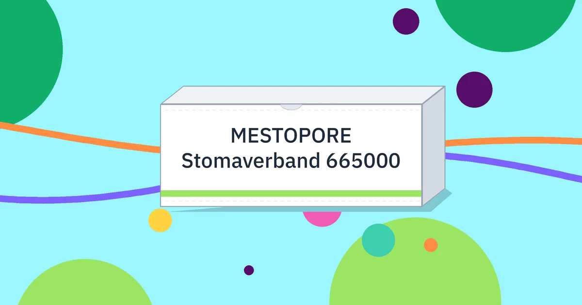 Symbolbild: Packung mit der Aufschrift MESTOPORE Stomaverband 665000 (PZN 10810013) – Verfügbarkeit und Bezug in Apotheken in Frankfurt am Main