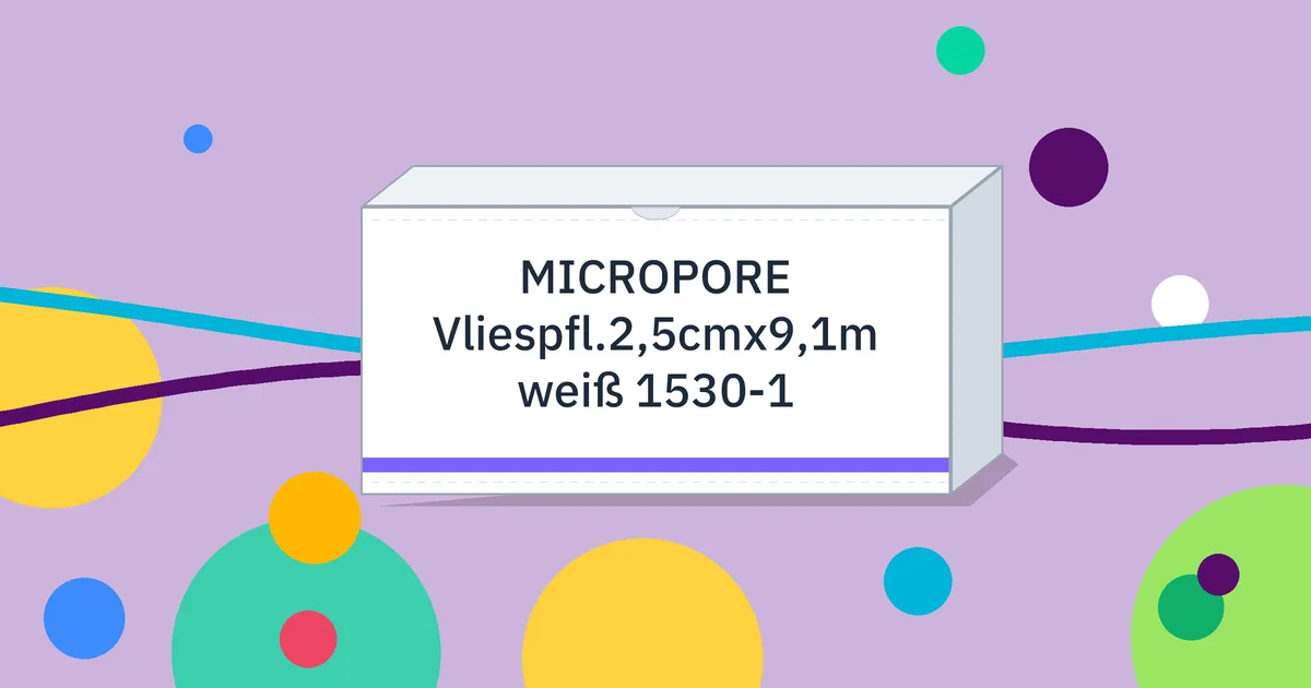 Symbolbild: Packung mit der Aufschrift MICROPORE Vliespfl.2,5cmx9,1m weiß 1530-1 (PZN 19814892) – Verfügbarkeit und Bezug in Apotheken in Frankfurt am Main