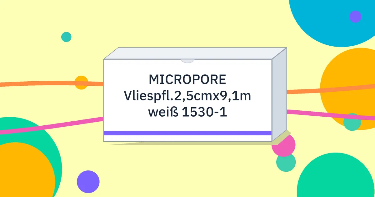 Symbolbild: Packung mit der Aufschrift MICROPORE Vliespfl.2,5cmx9,1m weiß 1530-1 (PZN 01319749) – Verfügbarkeit und Bezug in Apotheken in Frankfurt am Main