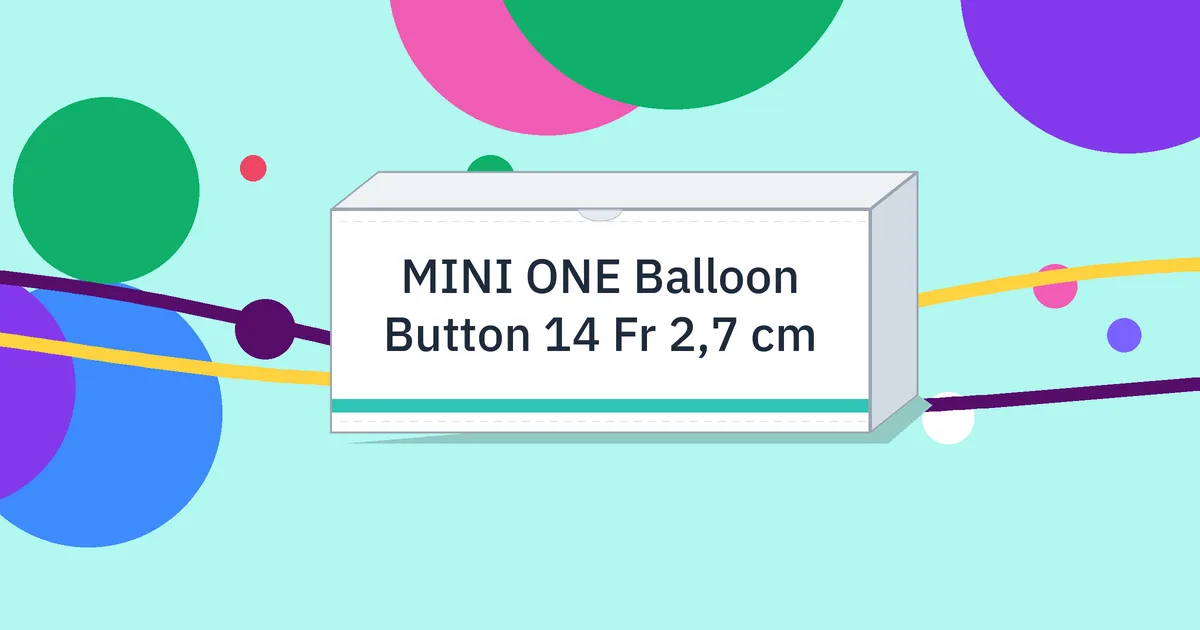 Symbolbild: Packung mit der Aufschrift MINI ONE Balloon Button 14 Fr 2,7 cm (PZN 14341928) – Verfügbarkeit und Bezug in Apotheken in Frankfurt am Main