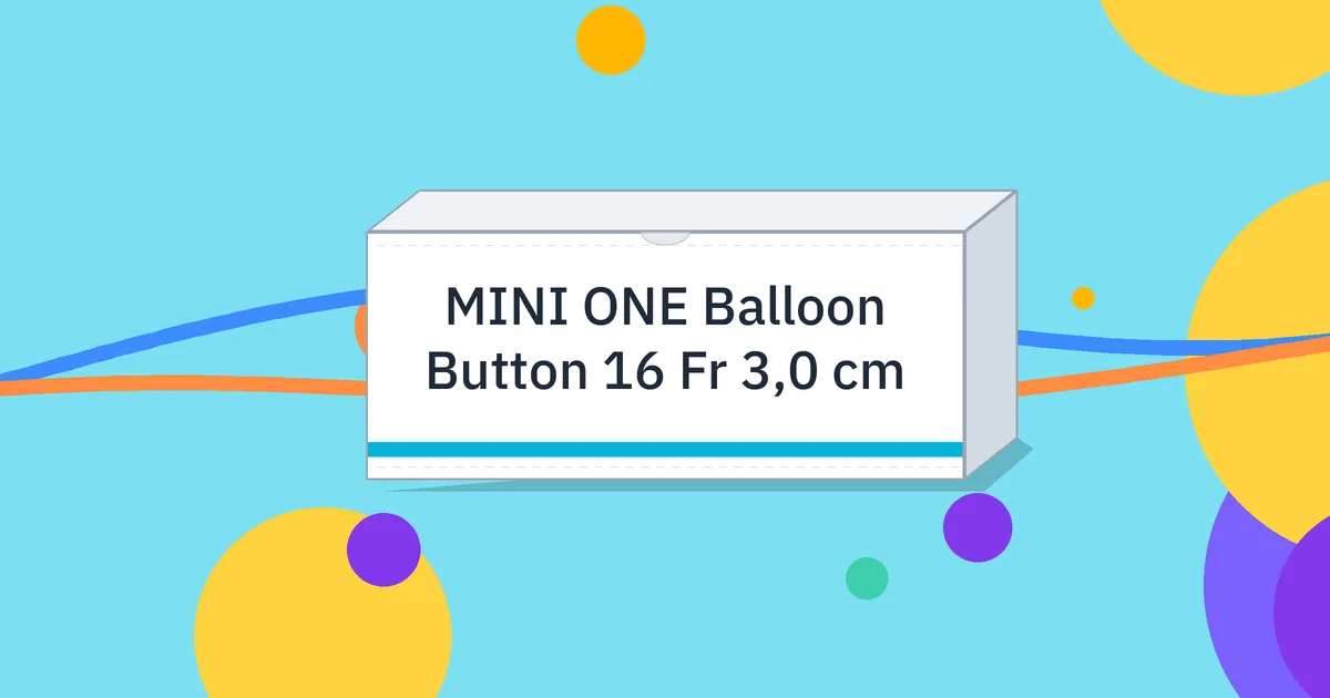 Symbolbild: Packung mit der Aufschrift MINI ONE Balloon Button 16 Fr 3,0 cm (PZN 14342112) – Verfügbarkeit und Bezug in Apotheken in Frankfurt am Main